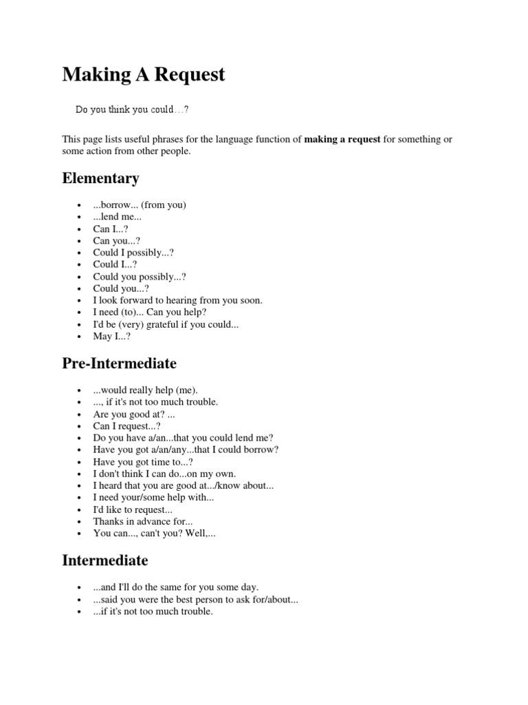 Making A Request | PDF | Logic | Thought