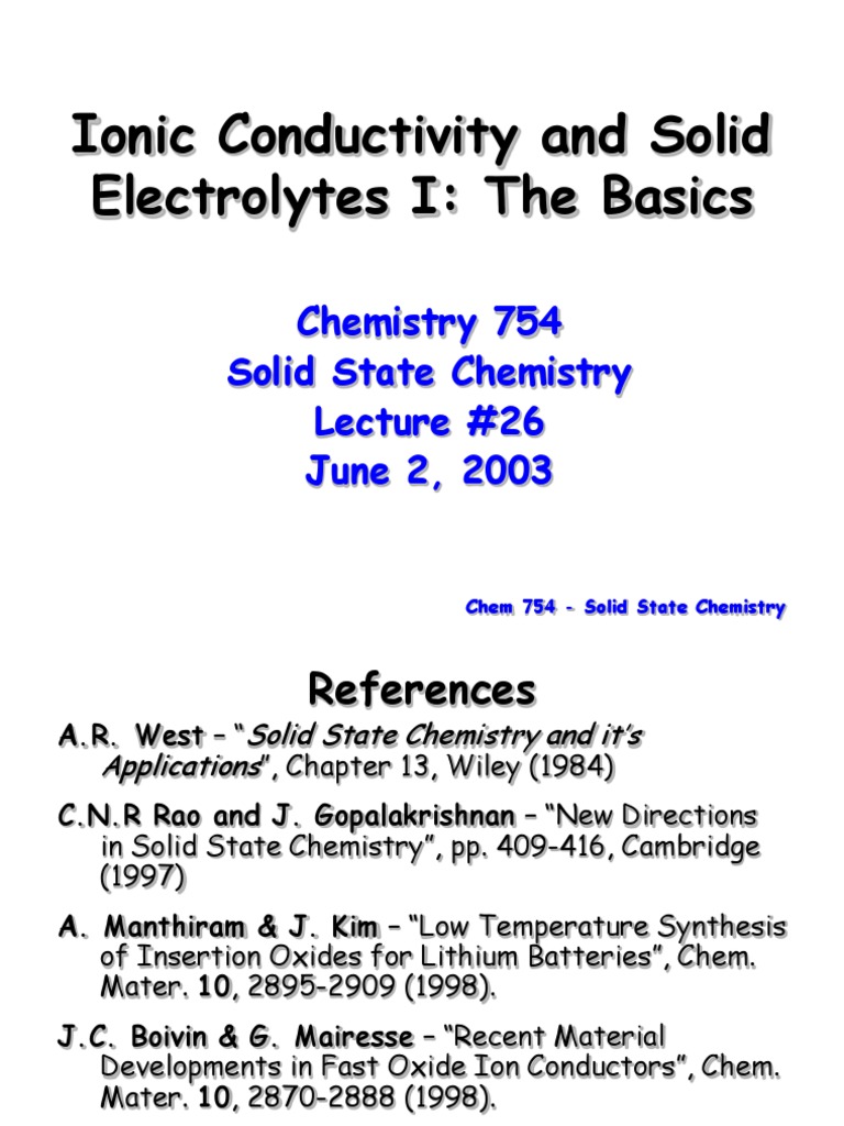 Basics of Solid Electrolytes and Conductivity | PDF | Electrical ...