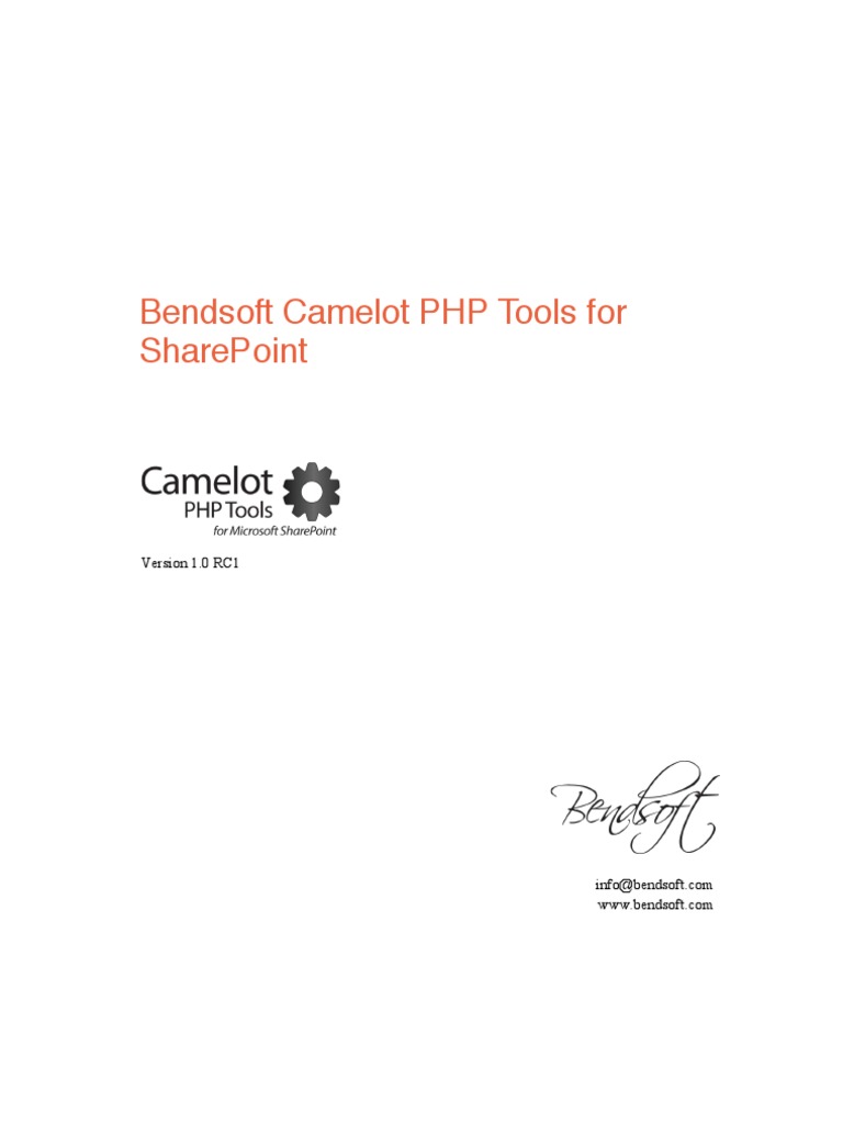 Bendsoft Camelot PHP Tools For Sharepoint: Version 1.0 Rc1 | PDF ...