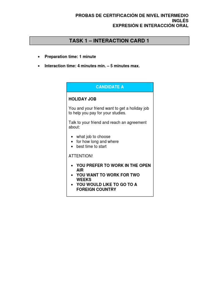 Speaking Eoi Pdf Meal Roommate