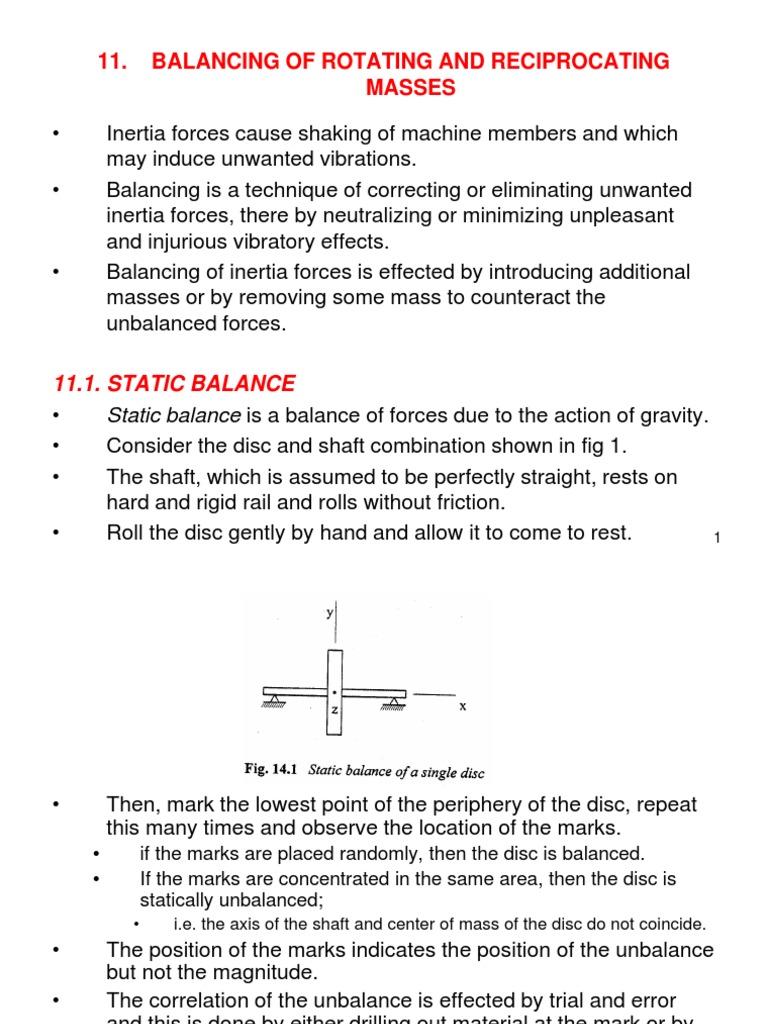 Balancing of Rotating and Reciprocating Masses | PDF | Rotation Around ...