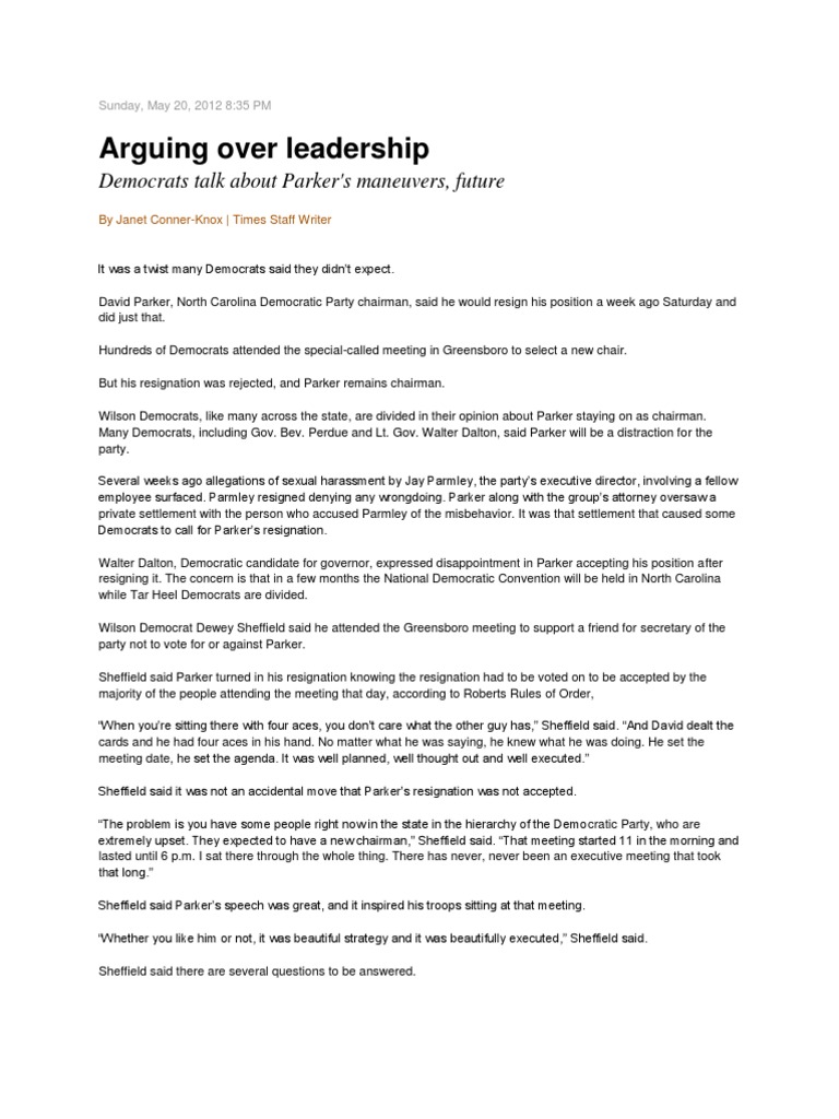 Arguing Over Leadership | PDF | Democratic Party (United States ...