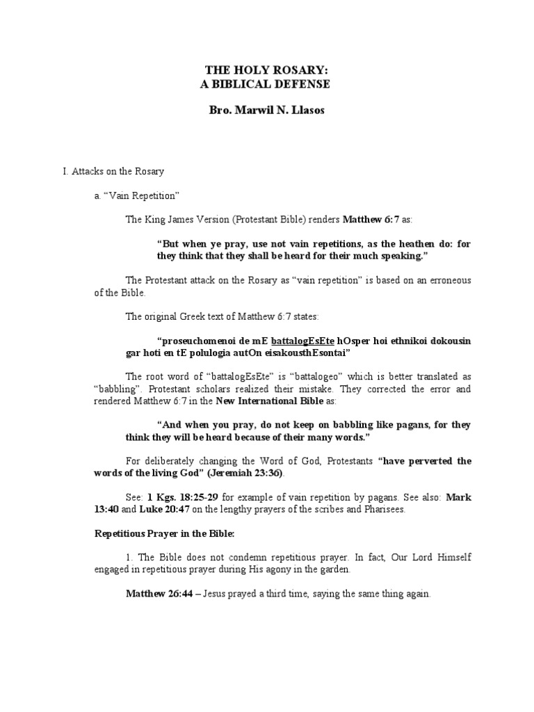 Biblical Defense of the Rosary | PDF | Christian Meditation | Rosary