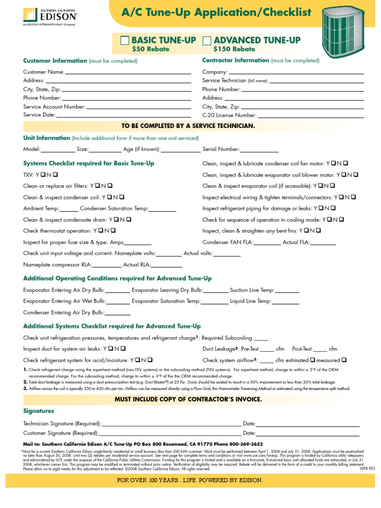 AC TuneUp Checklist | PDF | Finance & Money Management