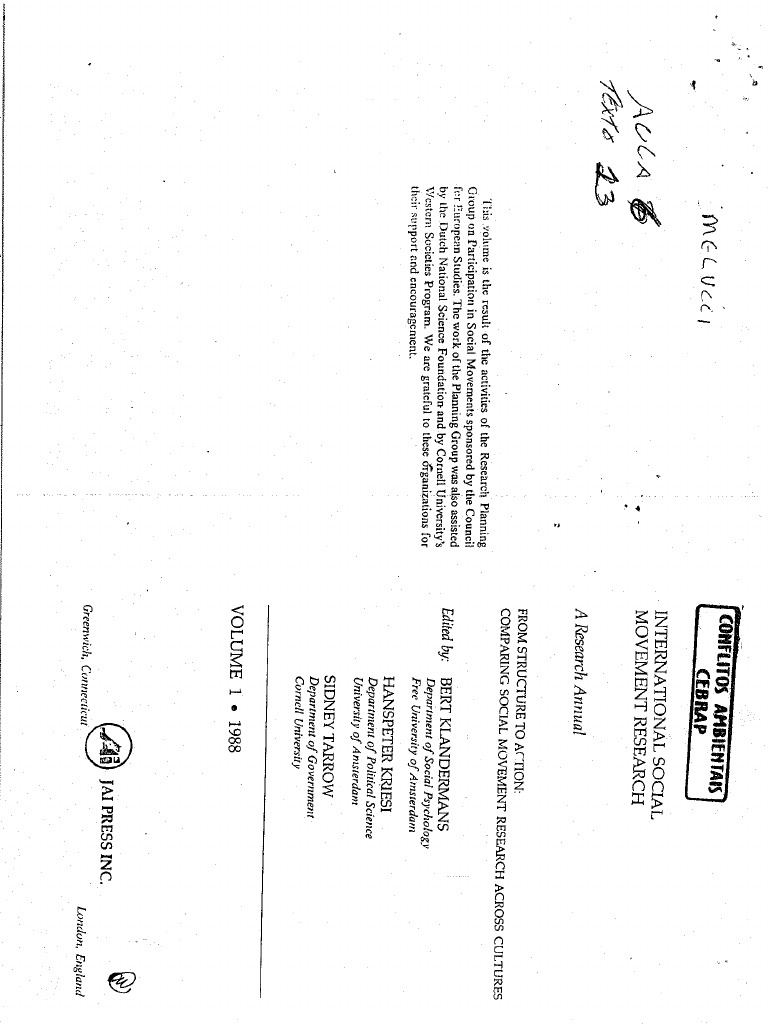 Melucci Alberto. Getting Involved. Identity and Mobilization in Social ...