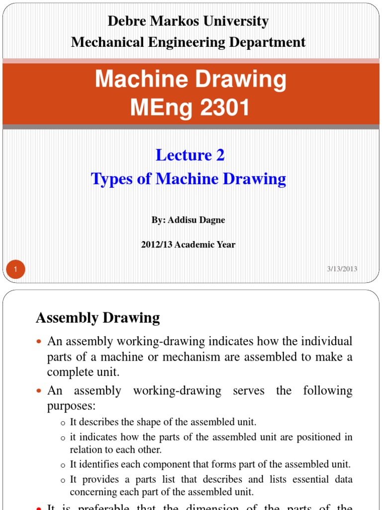 Lecture 2. Types of Machine Drawing | PDF | Technical Drawing | Machines