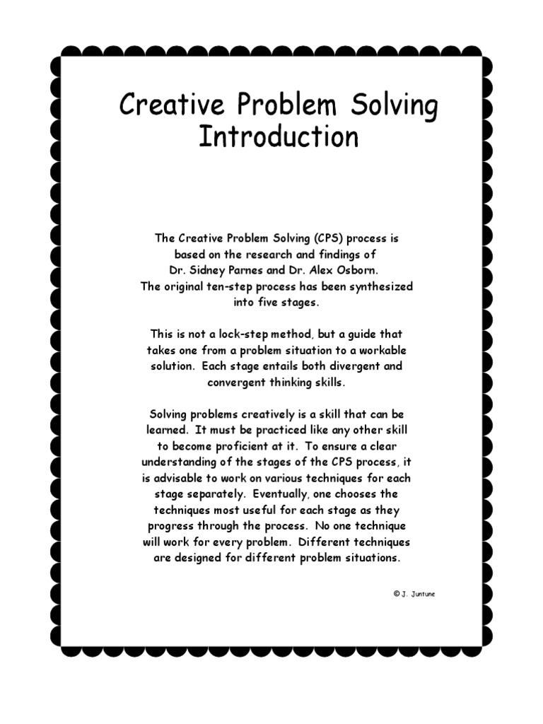 Creative Problem Solving Juntune PDF | PDF | Neuropsychological Assessment | Cognition