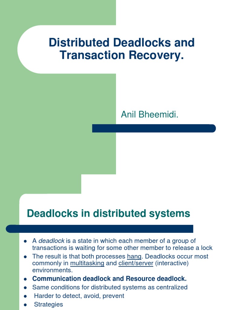 Distributed Deadlocks And Transaction Recovery Pdf Database Transaction Server Computing
