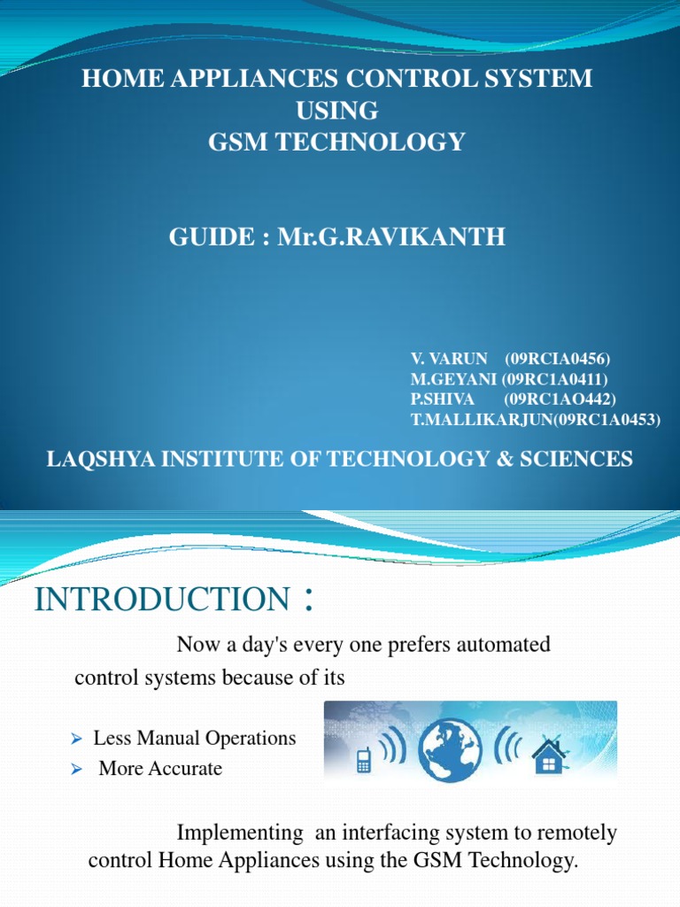Home Appliance Control System Using GSM Technology | PDF ...