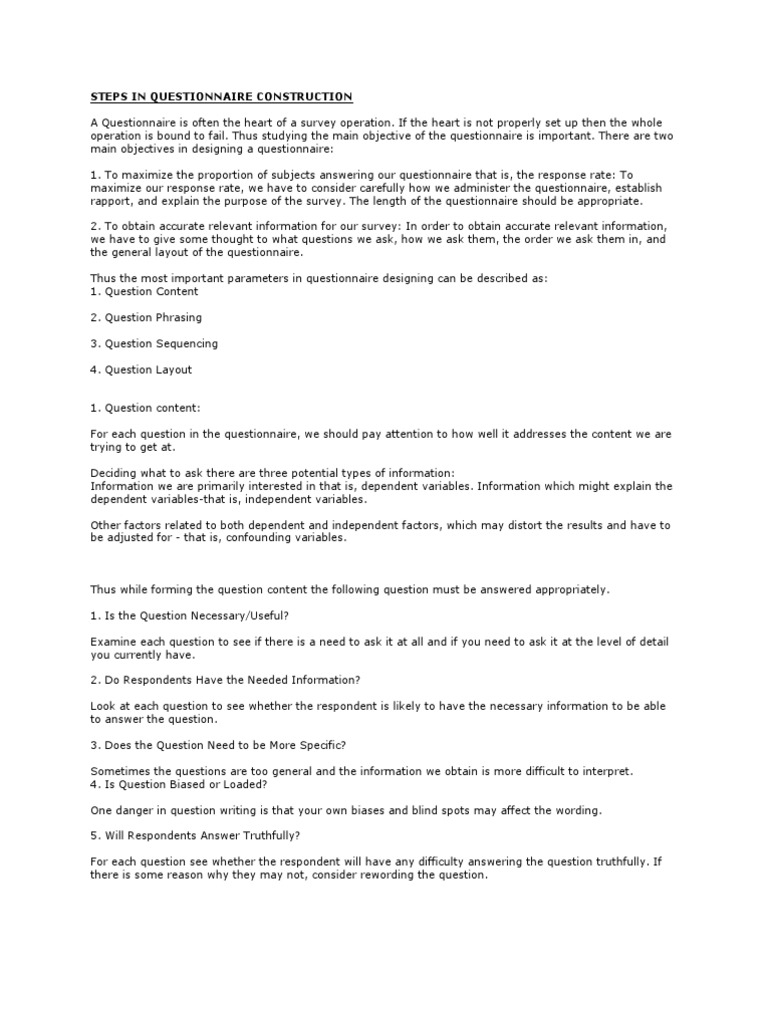 Steps for Effective Questionnaire Design | PDF | Career & Growth