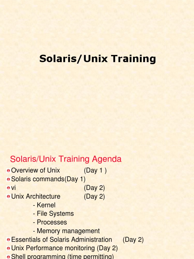 Solaris/Unix Training | PDF | Unix | Superuser