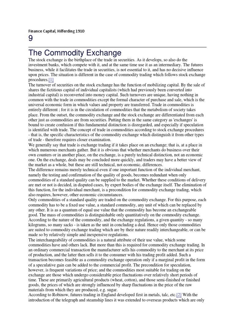 Commodity Exchange | PDF | Speculation | Commodity