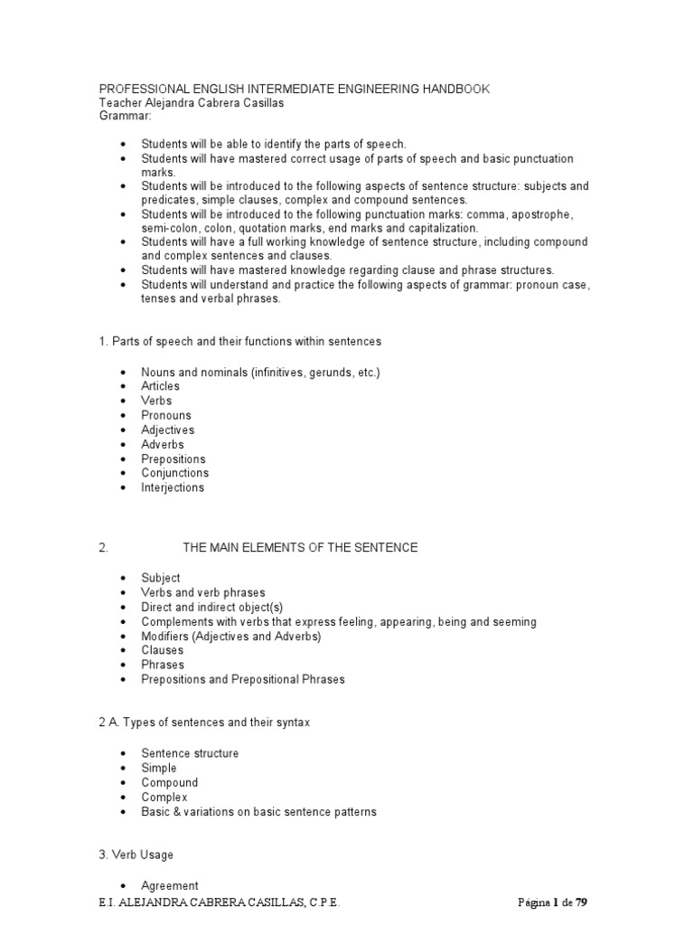 Professional English Grammar Handbook INTERMEDIATE 2011 | PDF | Part Of ...