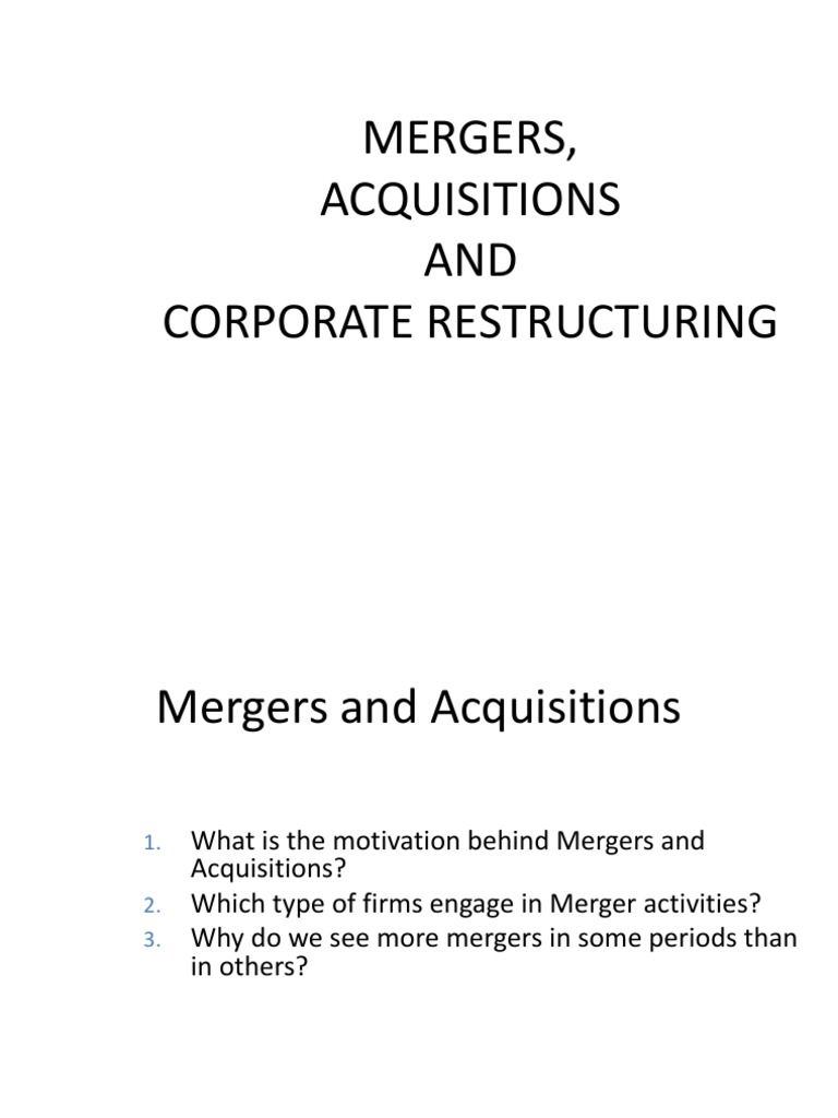 Mergers, Acquisitions AND Corporate Restructuring | PDF | Mergers And Acquisitions | Stocks
