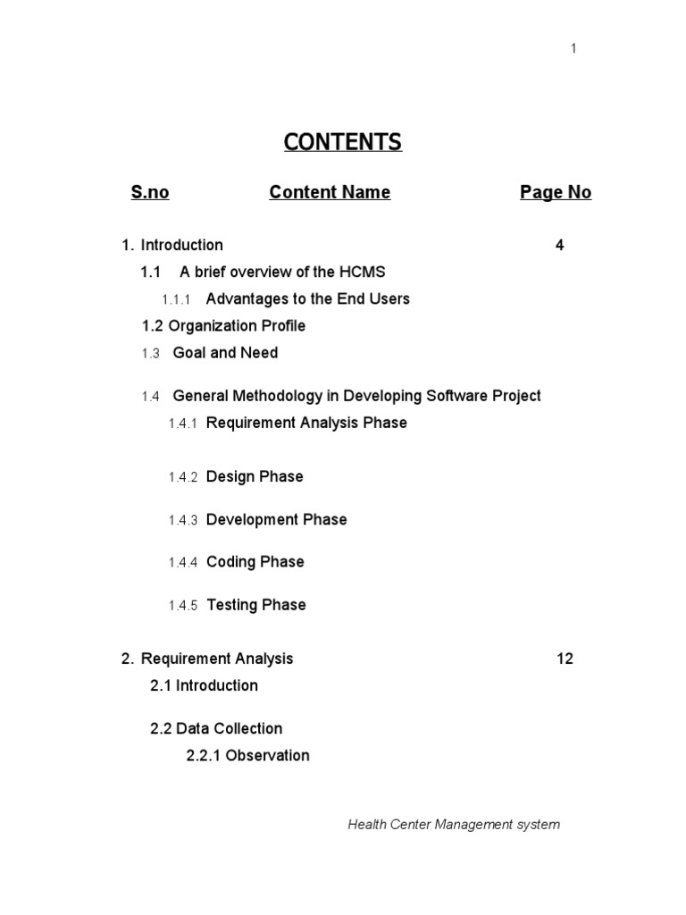 S.No Content Name Page No | PDF | Feasibility Study | Java (Programming Language)