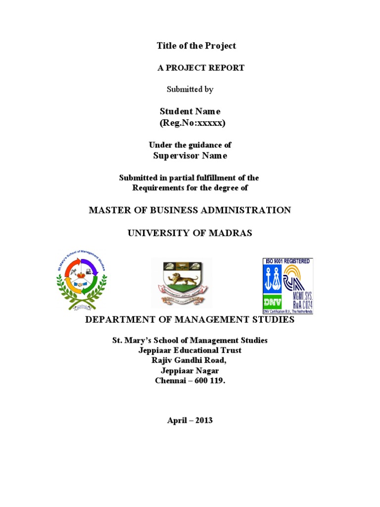 Project Front Pages Model | PDF | Doctor Of Philosophy | Master Of ...