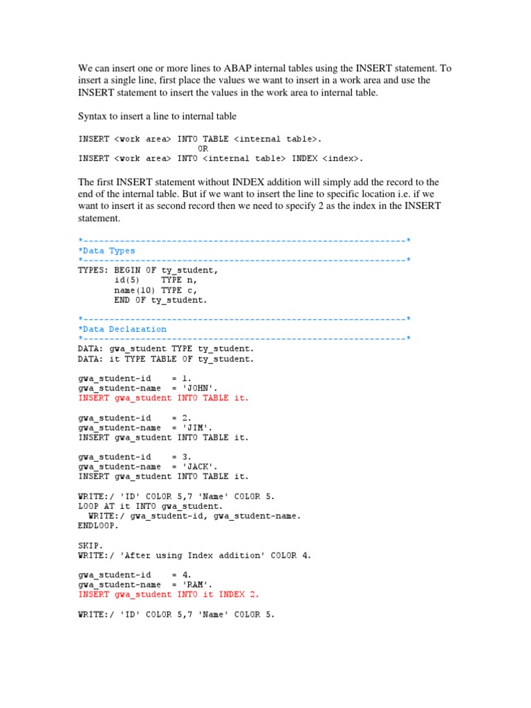 Insert Lines 2 | PDF | Database Index | Data Type