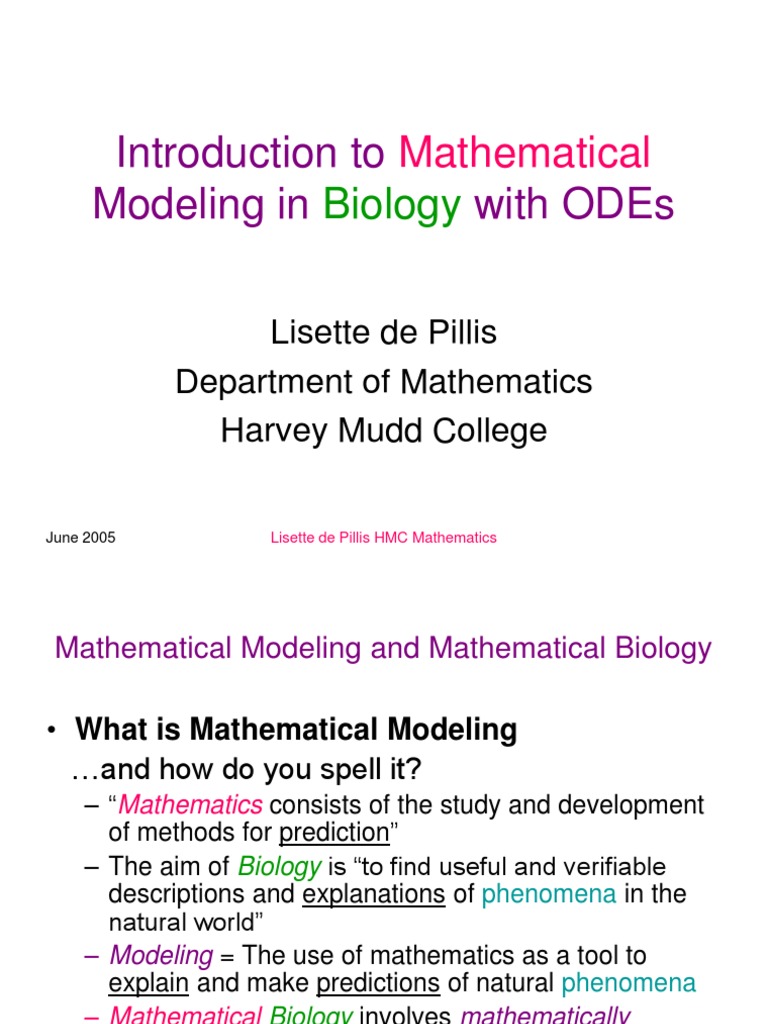 Introduction To Modeling in With Odes: Mathematical | PDF ...