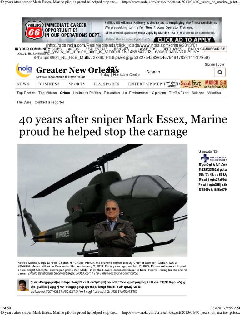 40 Years After Sniper Mark Essex, Marine Pilot Is Proud He Helped Stop ...