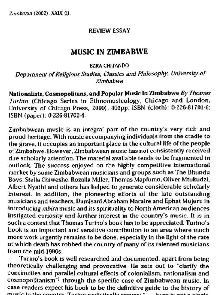 Nationalisms and Music | PDF | Zimbabwe | Nationalism
