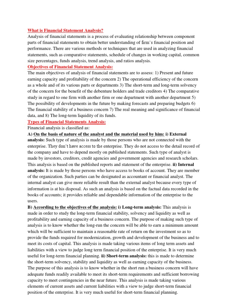 Financial Statement Analysis Methods | PDF | Financial Statement ...