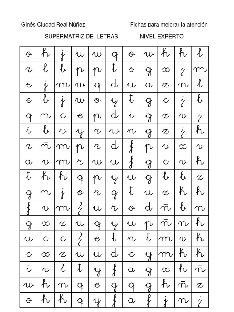 Supermatriz de Letras: Nivel Experto | PDF