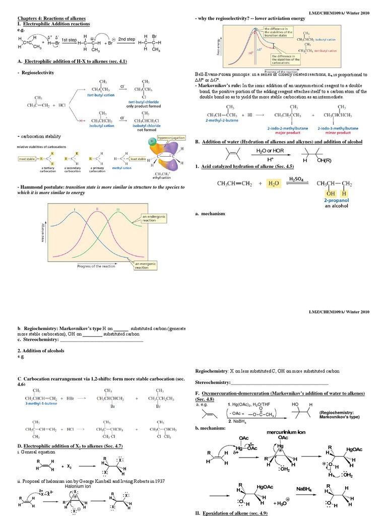 Rxns of alkenes.pdf | Hydrogen | Alkene