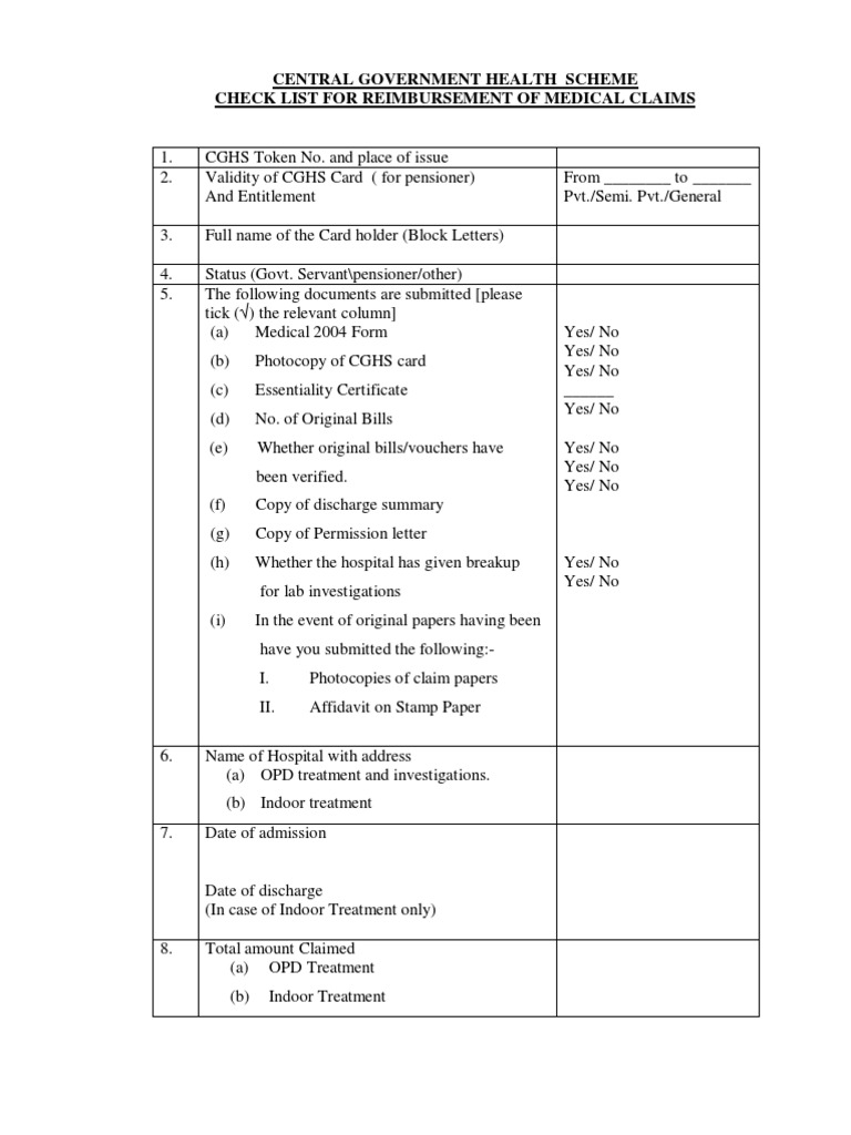 Checklist | Hospital | Patient
