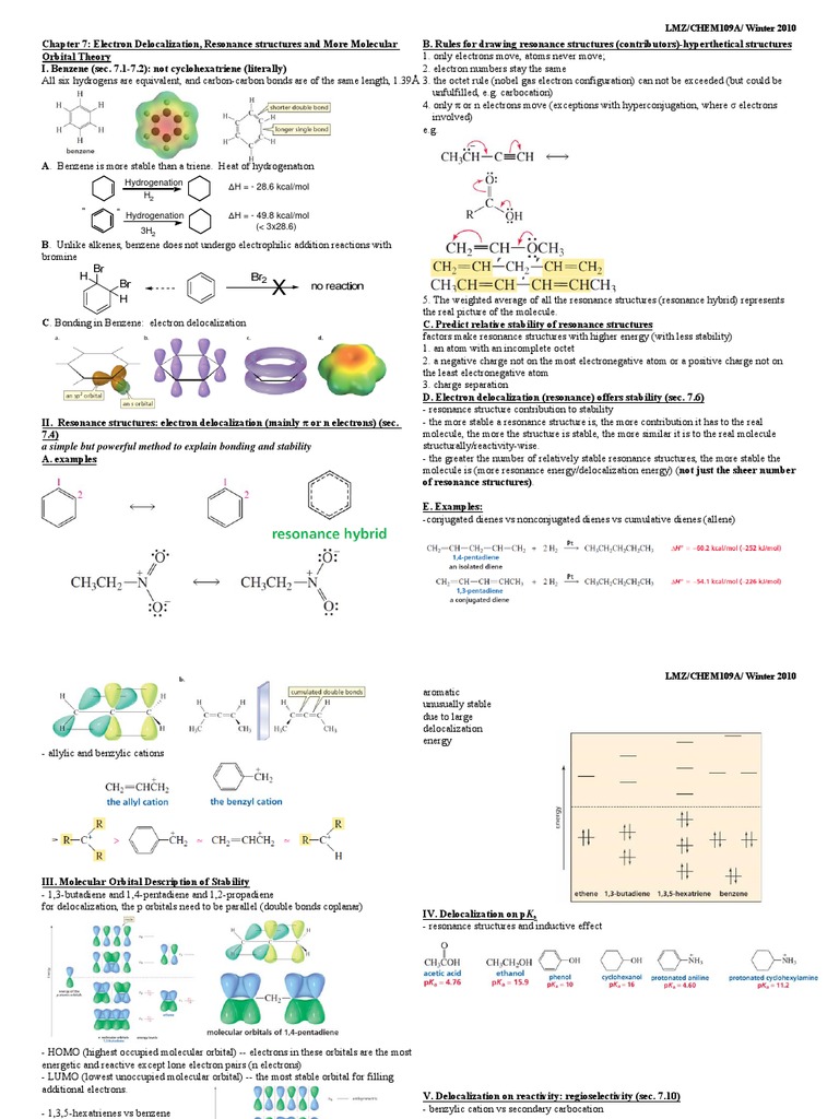 Electron Delocalization, Resonance Structures Orbital Theory PDF | PDF ...