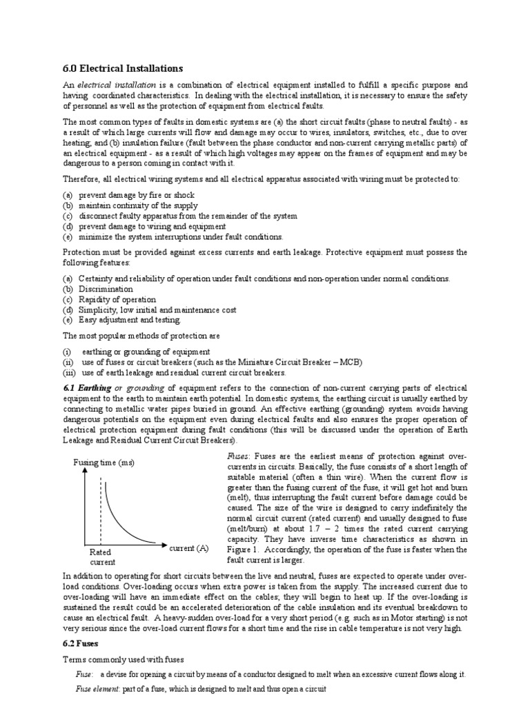 EE101 6 Electrical Installations | PDF | Fuse (Electrical) | Electrical ...