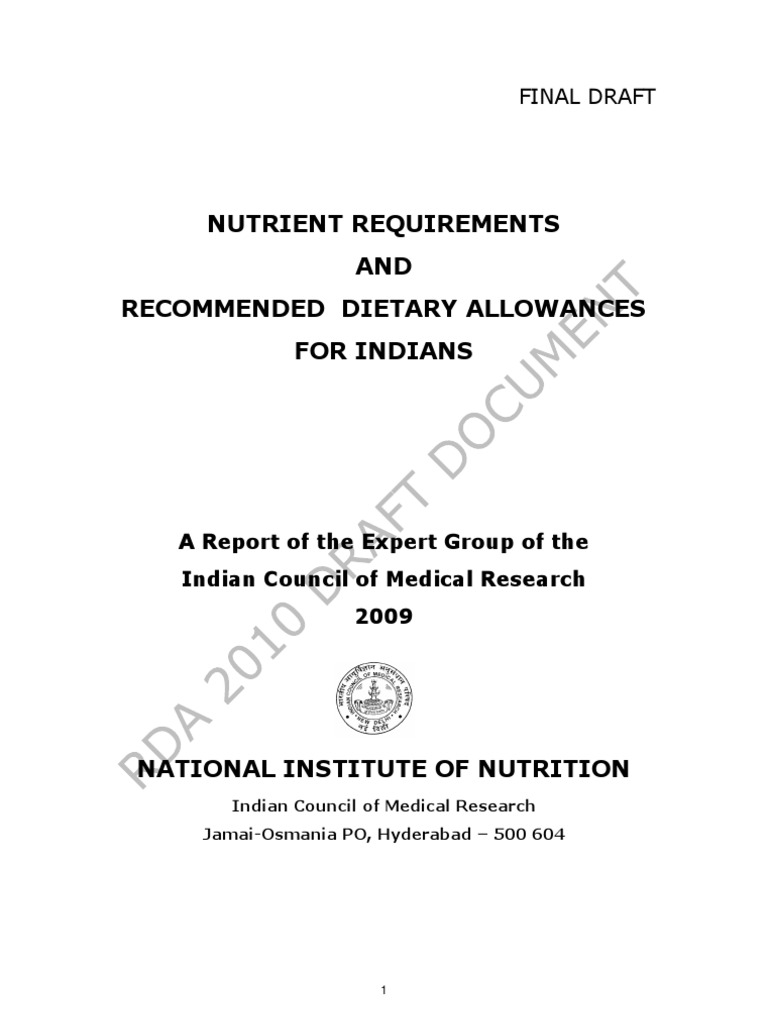 Icmr Rda-2010 PDF | PDF | Vitamin | Calorie
