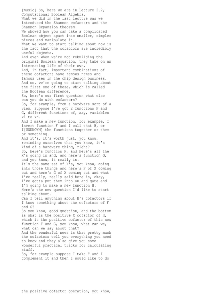 3 2 Lecture 2 2 Computational Boolean Algebra Boolean Difference 15 51 Pdf Boolean