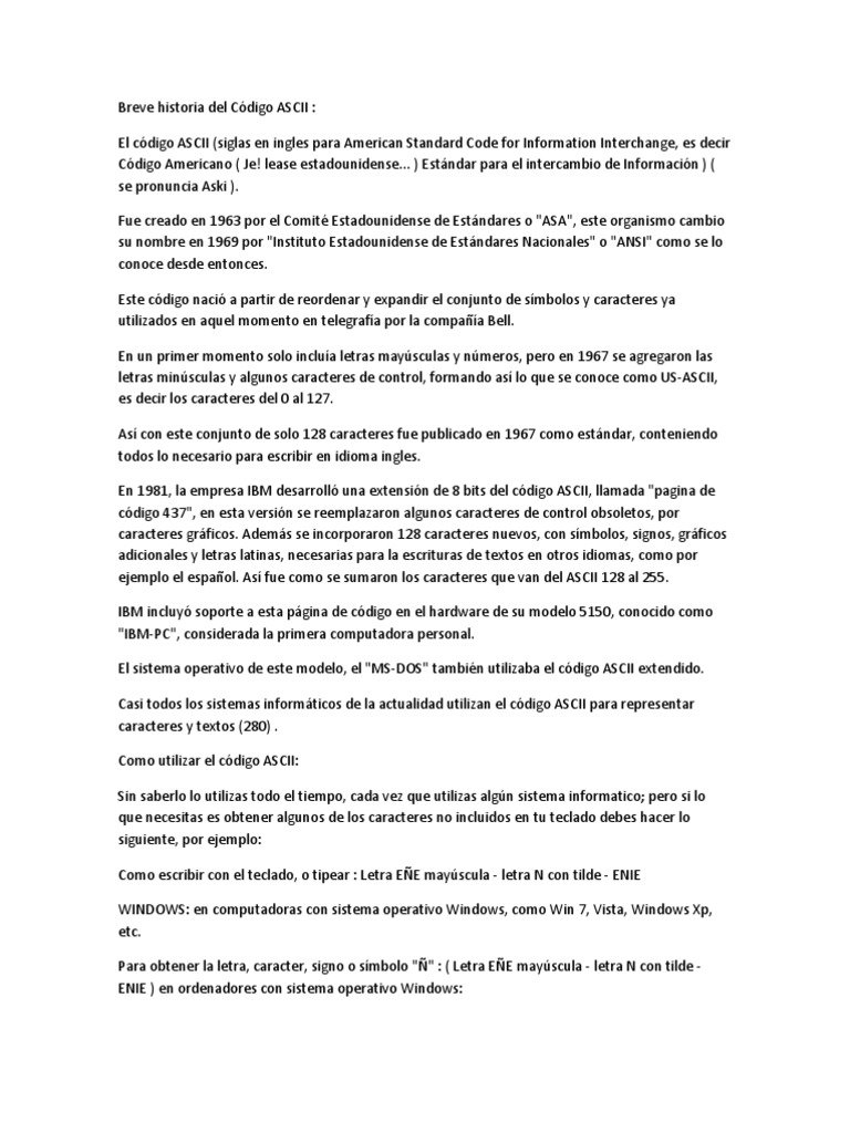 Código ASCII | PDF | Codificación de caracteres | Alfabeto griego