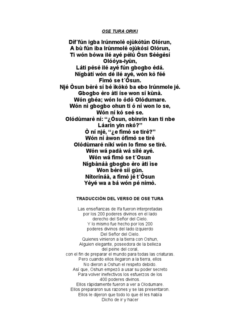 Ose Tura Oriki | PDF | Clásicos