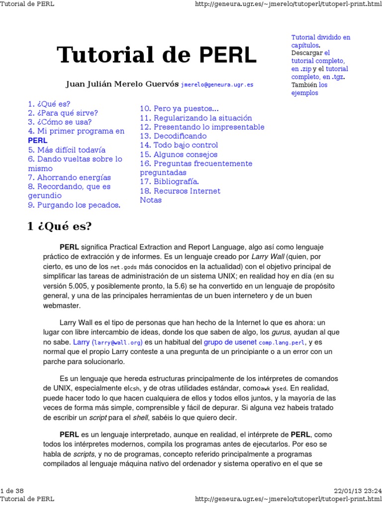 Perl 01 | PDF | Perl | Expresión regular Perl 01 | PDF | Perl | Expresión regular