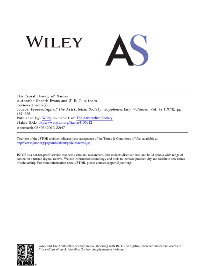 The Causal Theory of Names | PDF | Causality | Epistemology