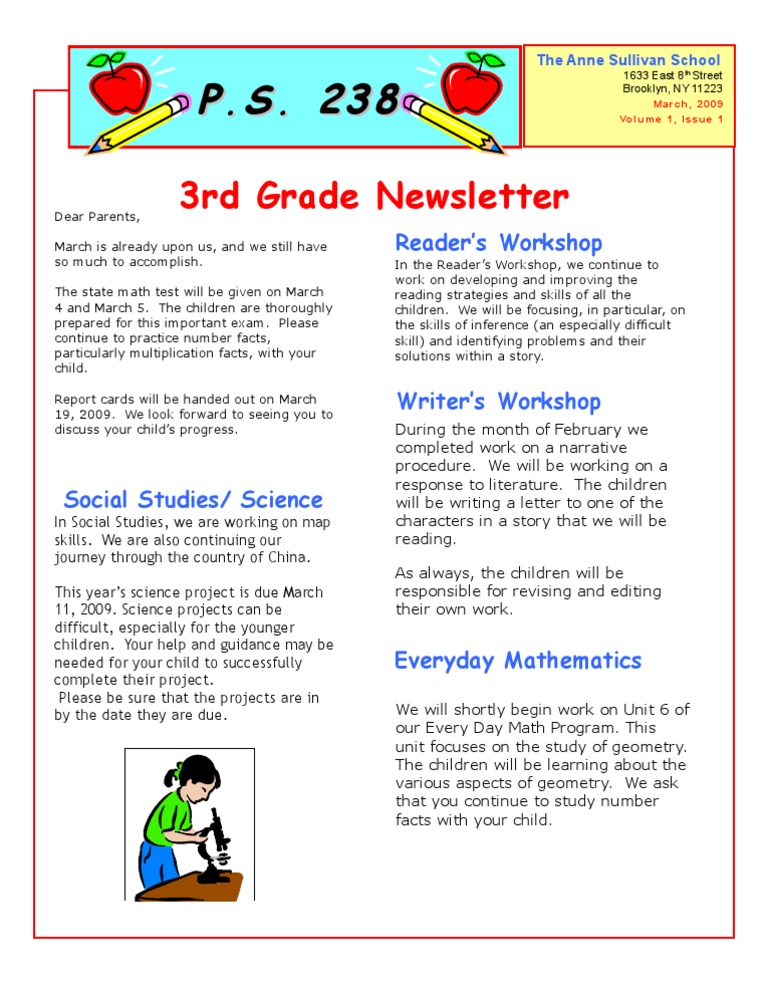 3rd Grade March Newsletter | PDF | Teaching Mathematics | Reading (Process)