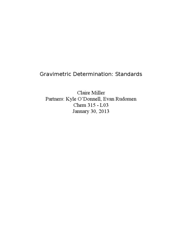 Gravimetric Analysis Lab Report | PDF | Standard Deviation | Accuracy ...