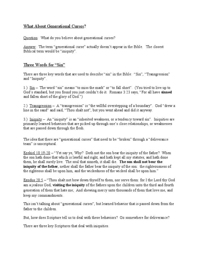 What About Generational Curses | PDF | Sin | Abrahamic Religions