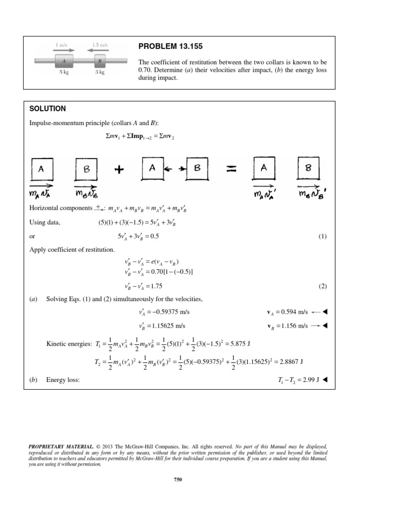 14 Dynamics Solution | PDF | Collision | Applied And Interdisciplinary ...