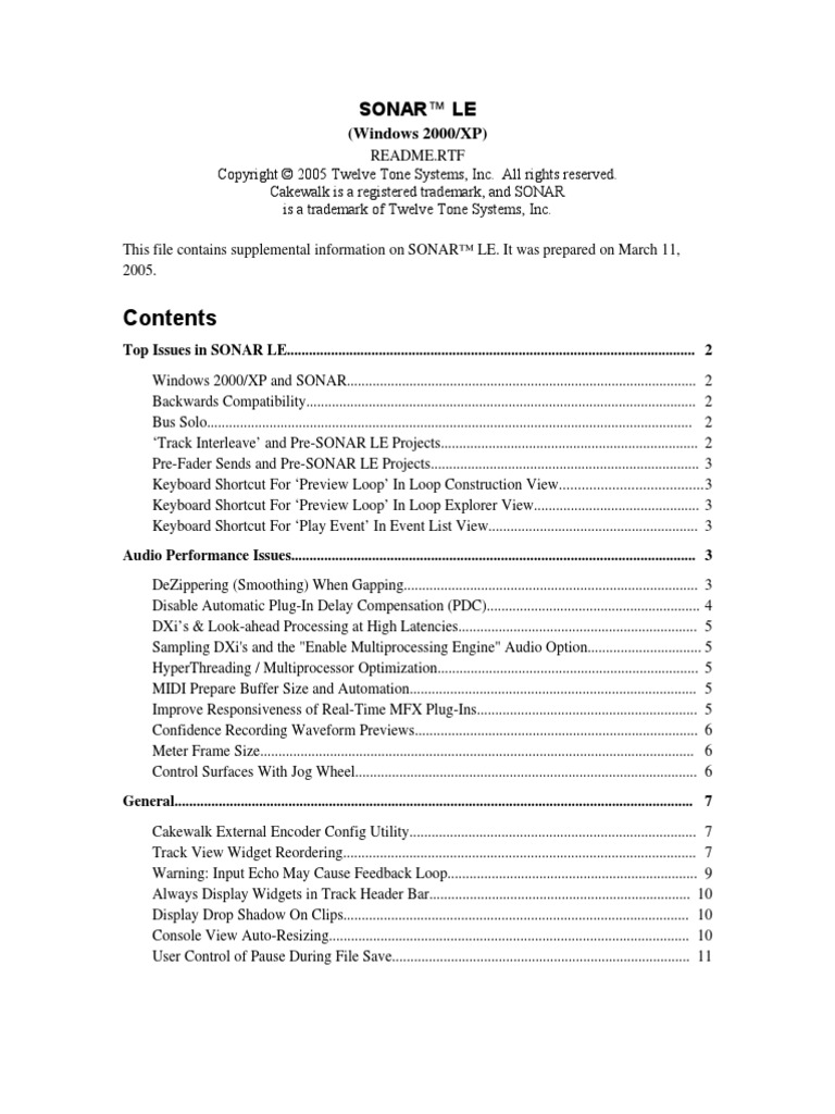 Sonar Le Manual | PDF | Windows 2000 | Microsoft Windows