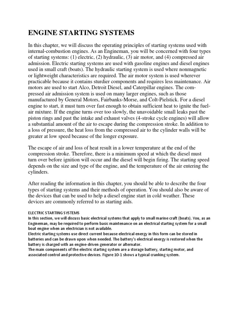 Engine Starting Systems | PDF | Internal Combustion Engine | Valve