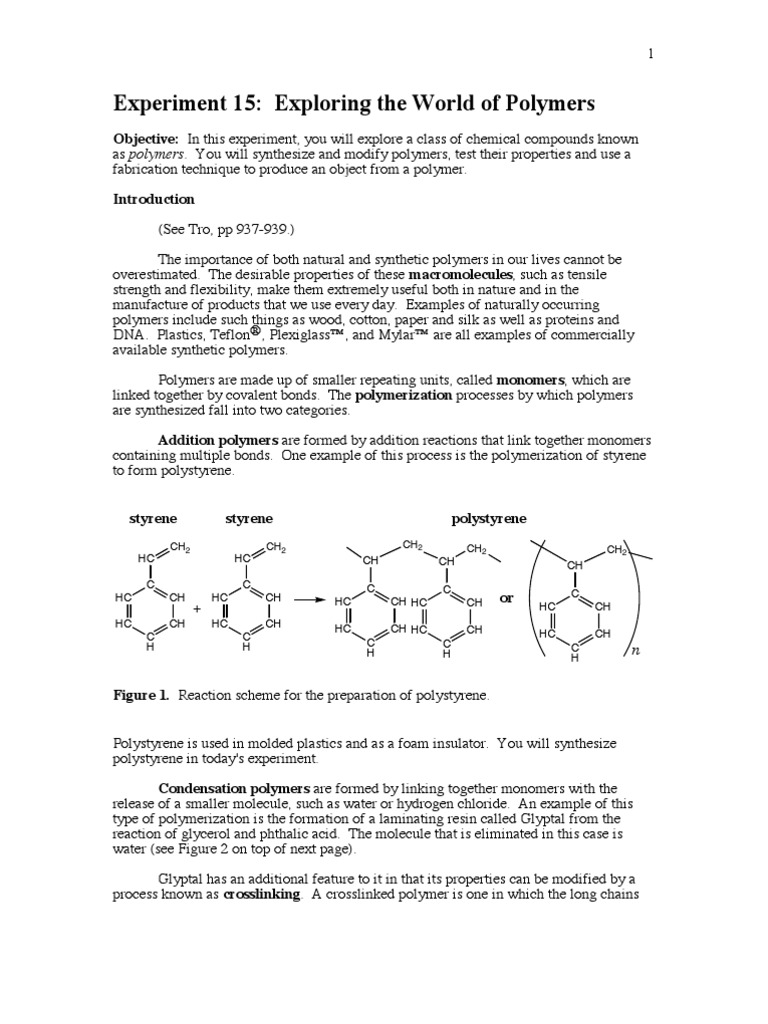Experiment 15: Exploring The World of Polymers | PDF | Cross Link ...
