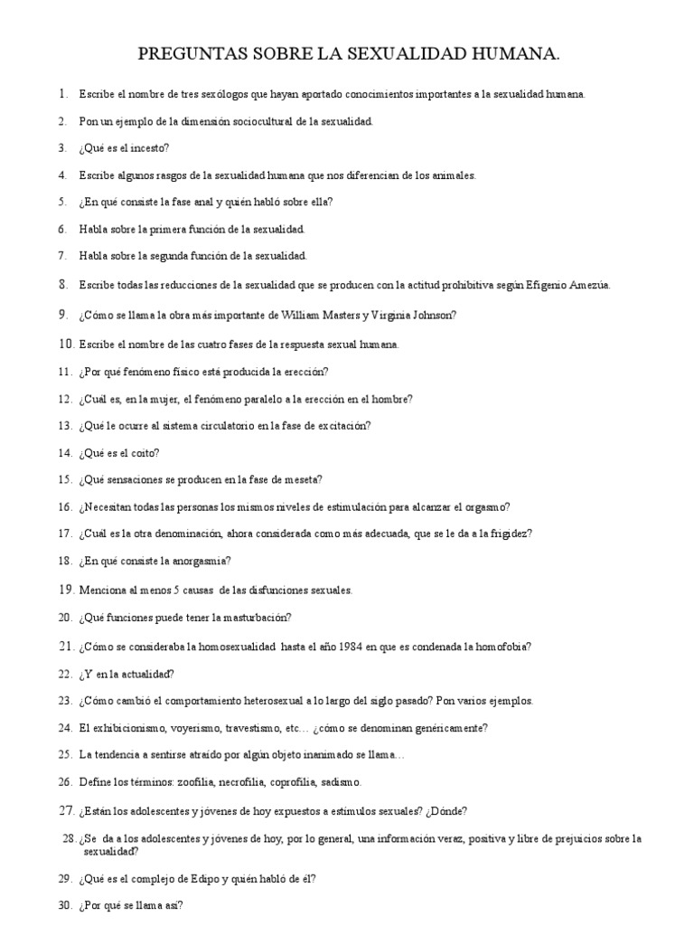 Cuestionario Sobre Sexualidad | PDF | Orgasmo | La sexualidad humana