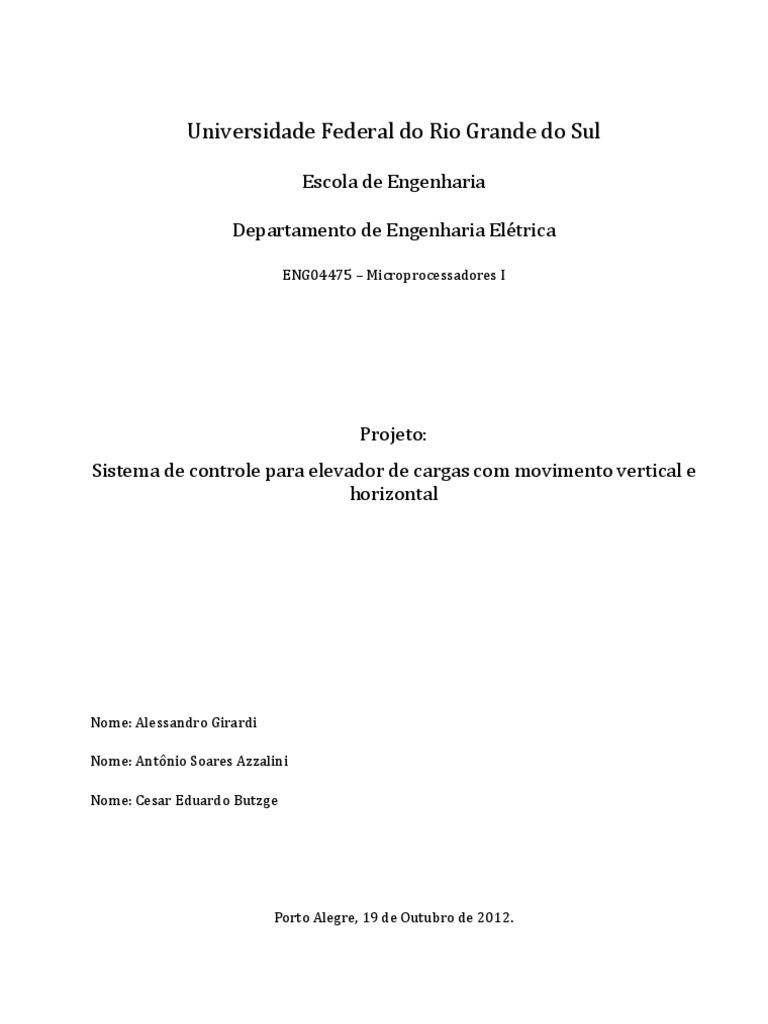 (PROJETO) - Elevador de Carga | PDF | Motores | Microcontrolador (PROJETO) - Elevador de Carga | PDF | Motores | Microcontrolador