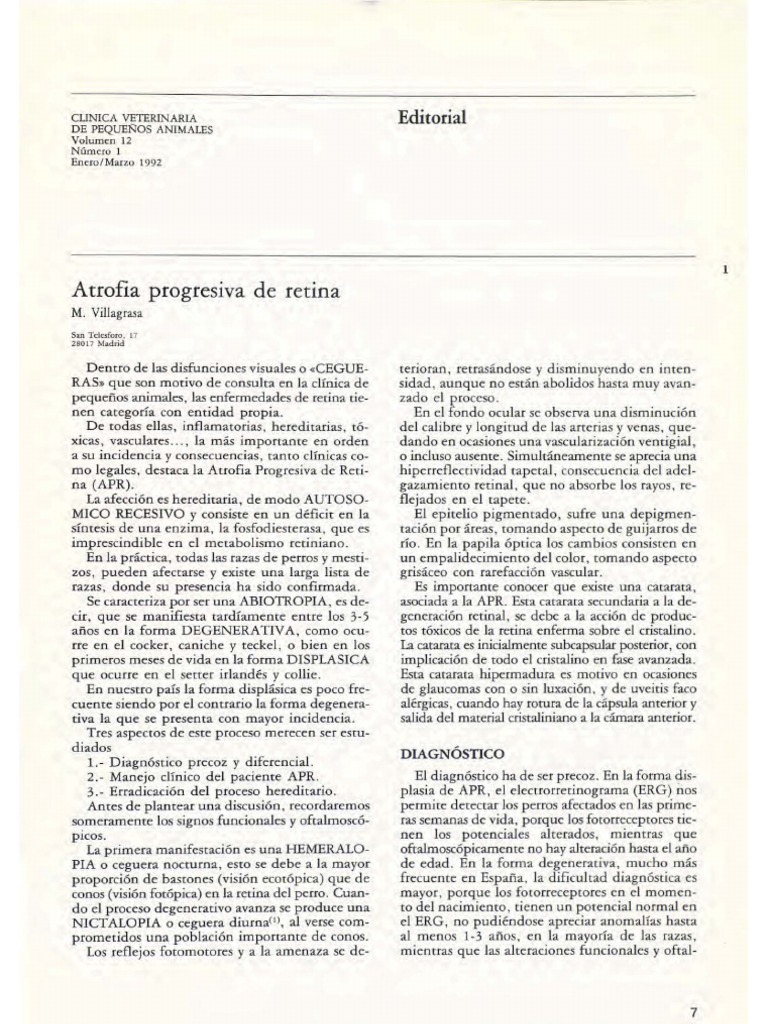 Oftalmologia Retina Atrofia Progresiva 11307064v12n1p7 | PDF | Catarata ...