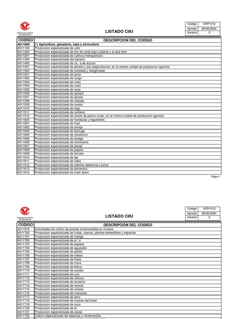 Ciiu - Clasificacion Industrial Internacional Uniforme | PDF ...