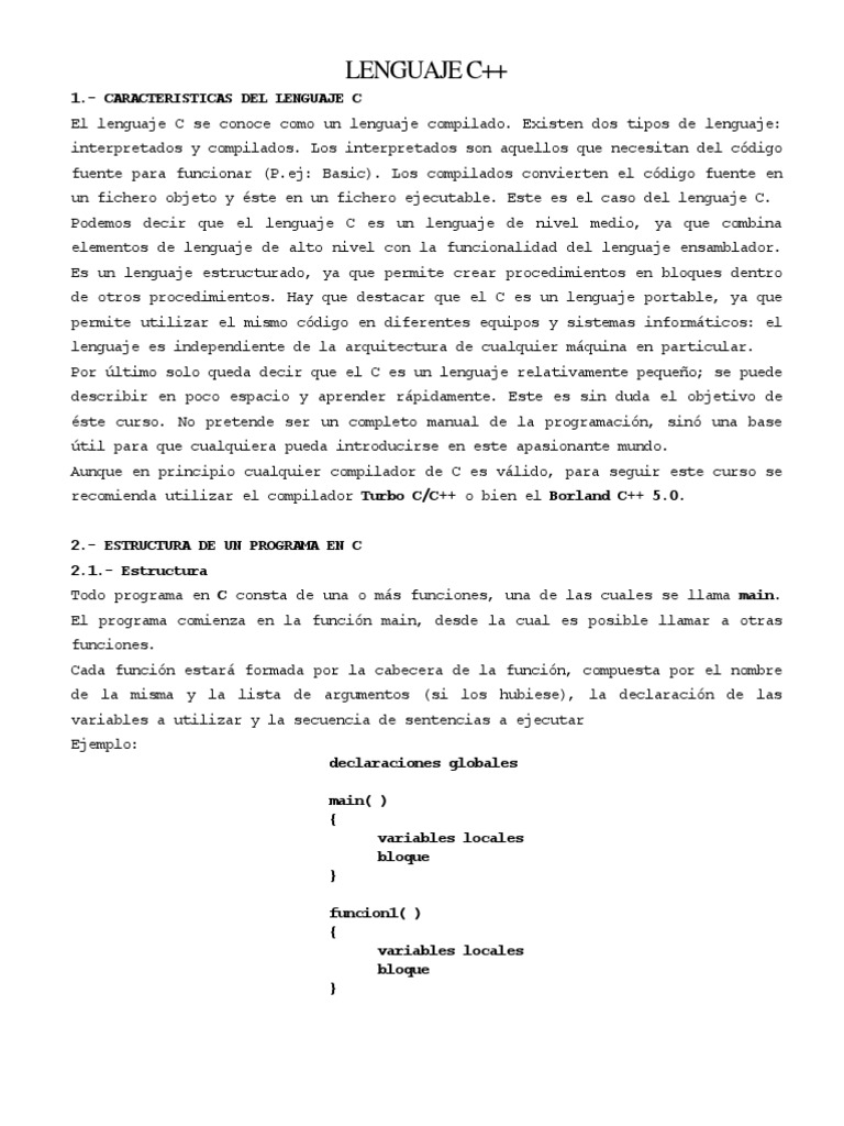 Tutor de C++ | PDF | Lenguaje de programación | C