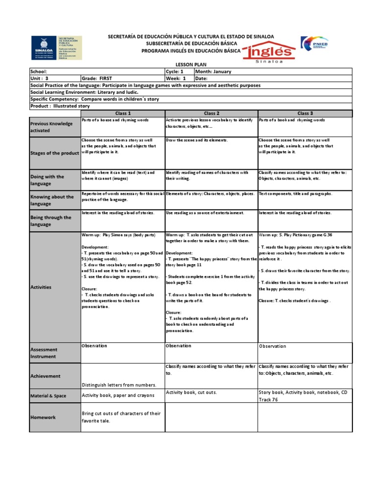 Lesson Plan 1st Grade | Download Free PDF | Lesson Plan | Vocabulary