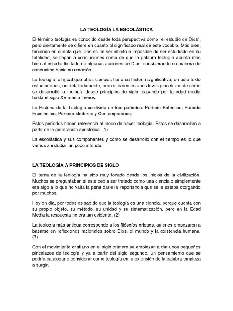 Historia de la Teología Escolástica | PDF | Tomás de Aquino | Divinidad ...